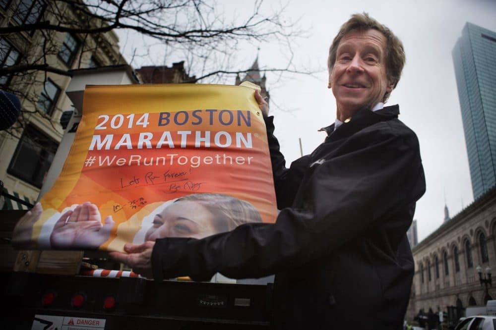 Photos: Bill Rodgers Unveils Boston Marathon Street Banners | WBUR News