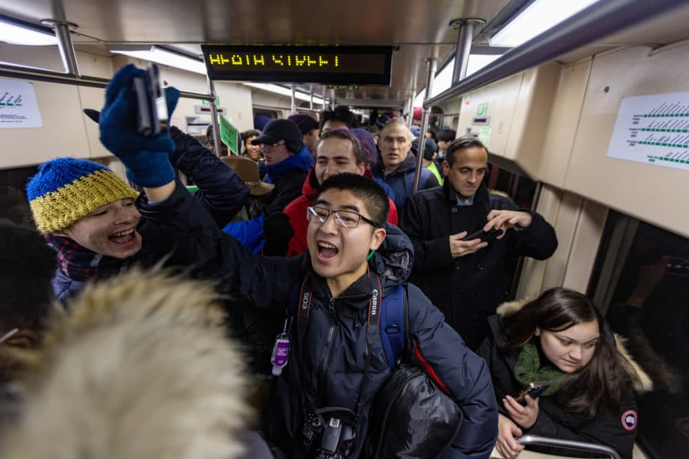 Hundreds hop on the new MBTA's long awaited Green Line Medford ...