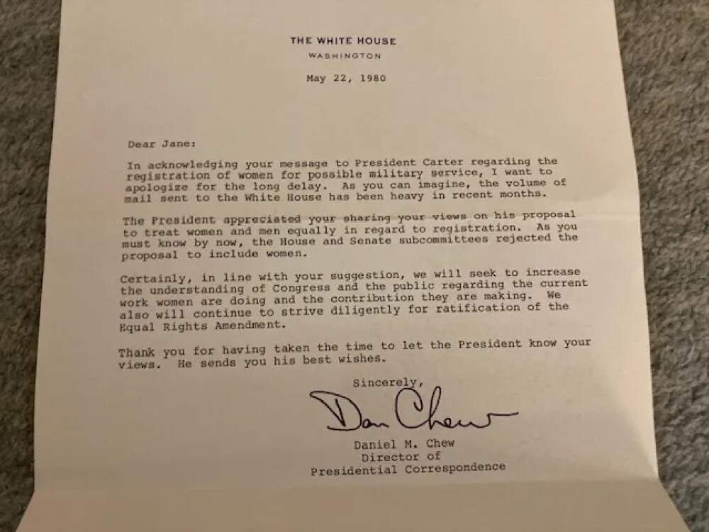 My letter from Jimmy Carter's White House | Cognoscenti