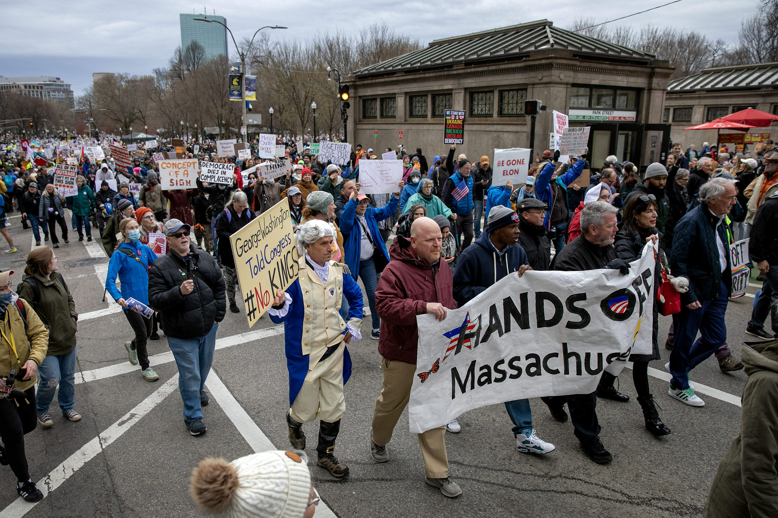 Protesters rally in Boston as part of nationwide protest against Trump ...