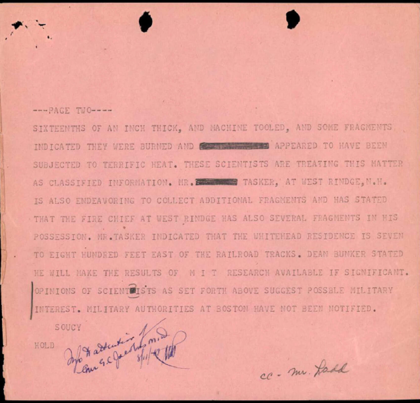 Declassified Pentagon UFO files detail mysterious 1947 incident in New ...